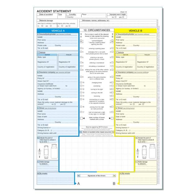 Constat d'accident Européen Anglais | CMR-shop